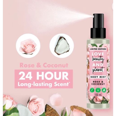 Jual Love Beauty & Planet Body Mist Fragrance Rose & Coconut - 100ml ...