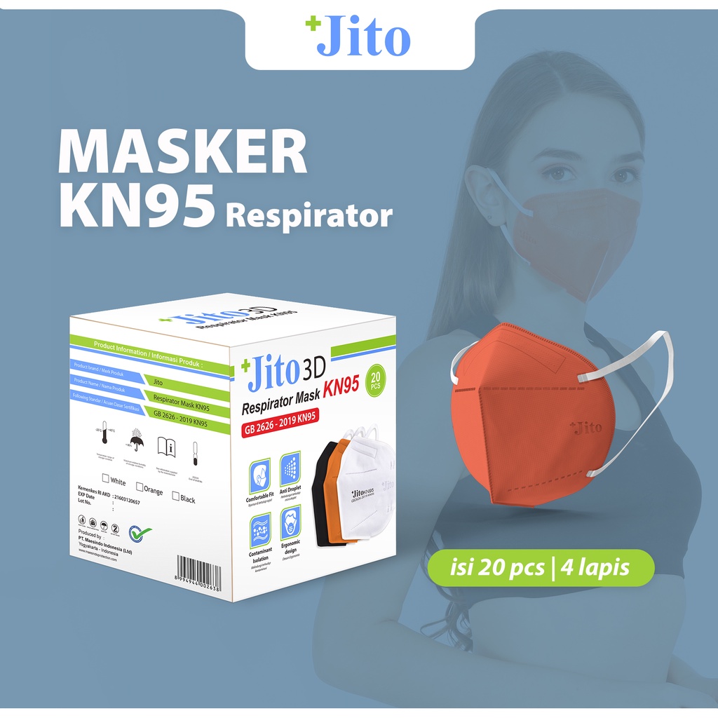 Jual JITO Masker KN95 4 Ply Earloop Orange - Box isi 20 pcs | Shopee ...