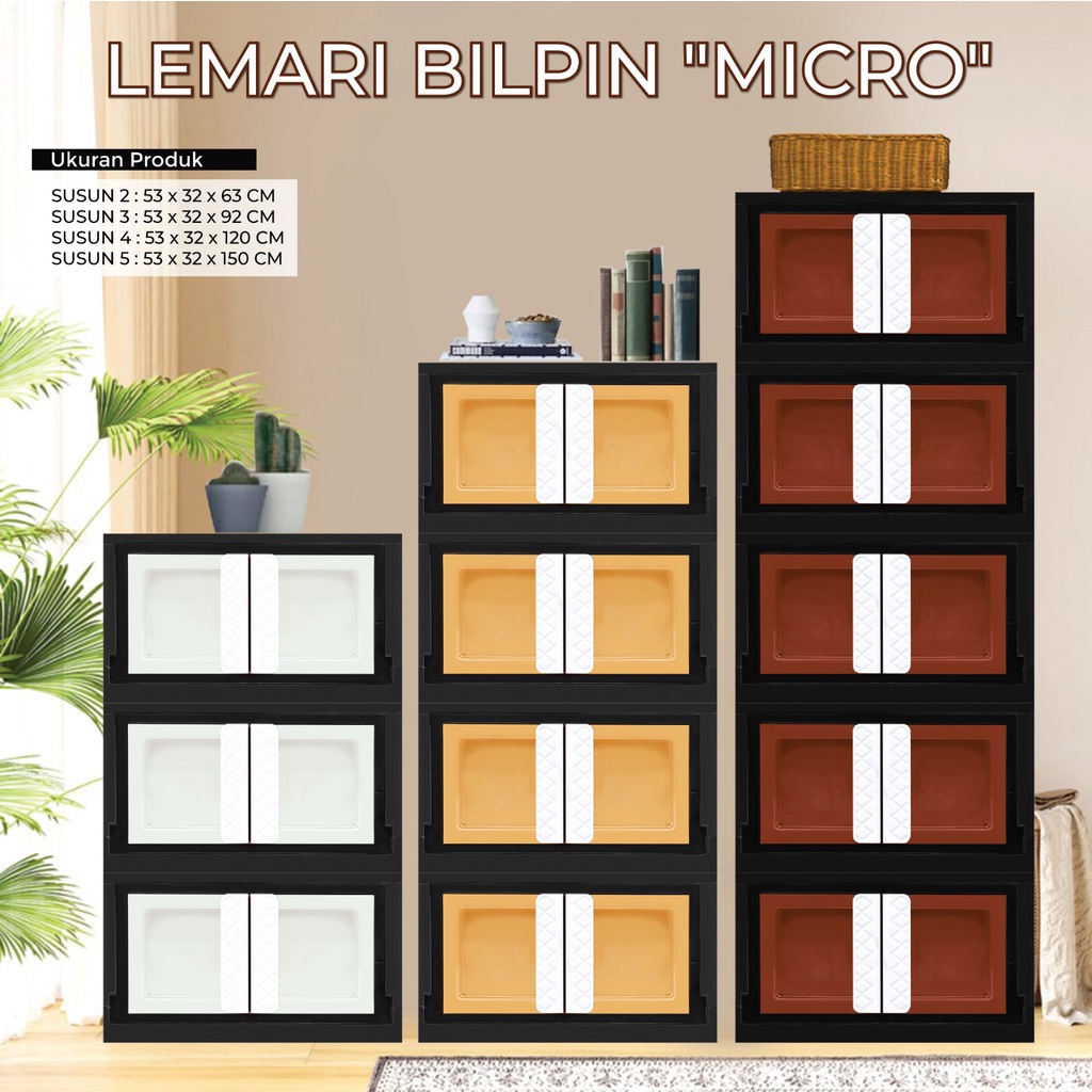 Jual Lemari Plastik Pakian Baju Loker Akako Bilpin Micro Rak Susun 2 ...
