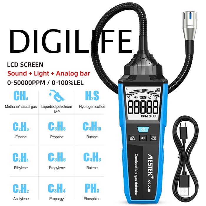 Jual Combustible Gas Detector Mestek CGD02B PPM LEL Analyzer Leak CH4 ...