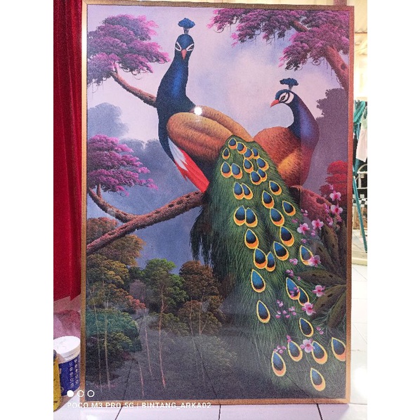 Jual Lukisan burung merak asli buatan tangan | Shopee Indonesia