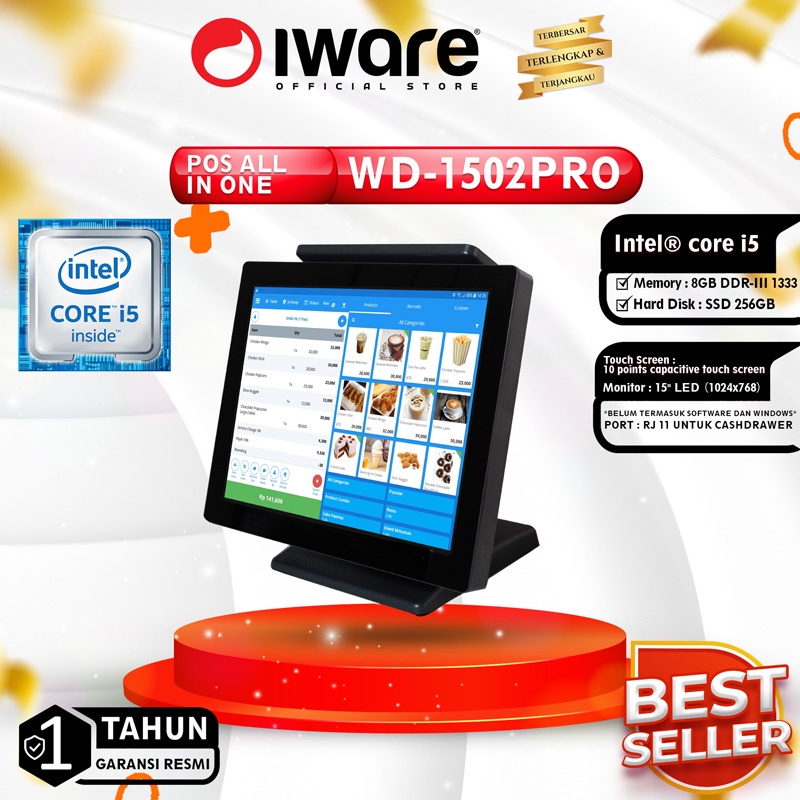 Jual Mesin Kasir All In One POS IWARE WD-1502PRO intel i5 Touchscreen | Shopee Indonesia