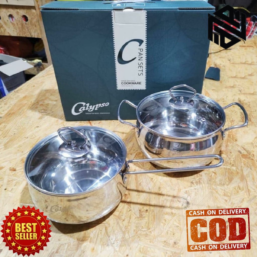 Jual COD Termurah Calypso Panci Set 2 pcs 16cm 18cm Panci Tutup Kaca ...