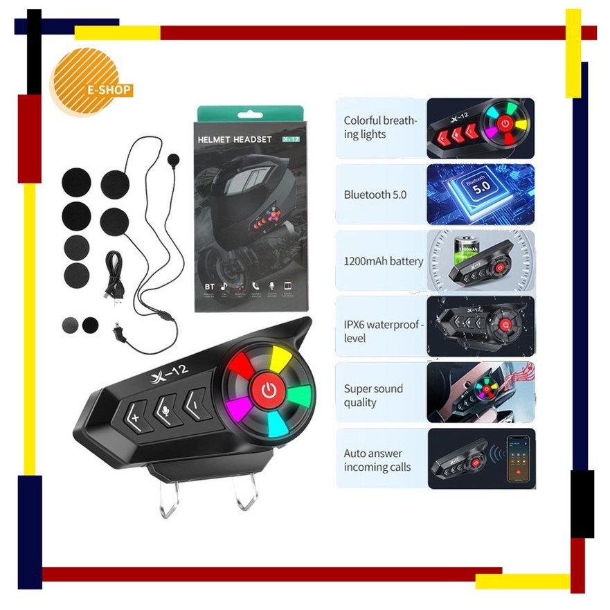 Jual X12 Bluetooth Headset untuk Helm Sepeda Motor Nirkabel Tahan Air ...