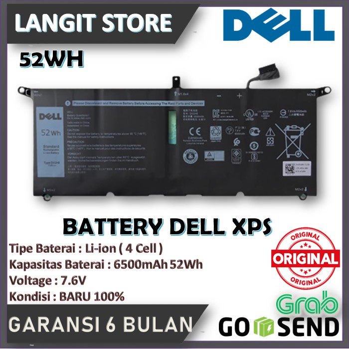 Jual Laptop Battery for Dell DXGH8 XPS Battery XPS 13 9370 9380 Inspiron 13 7390 7391 2-in-1 ...