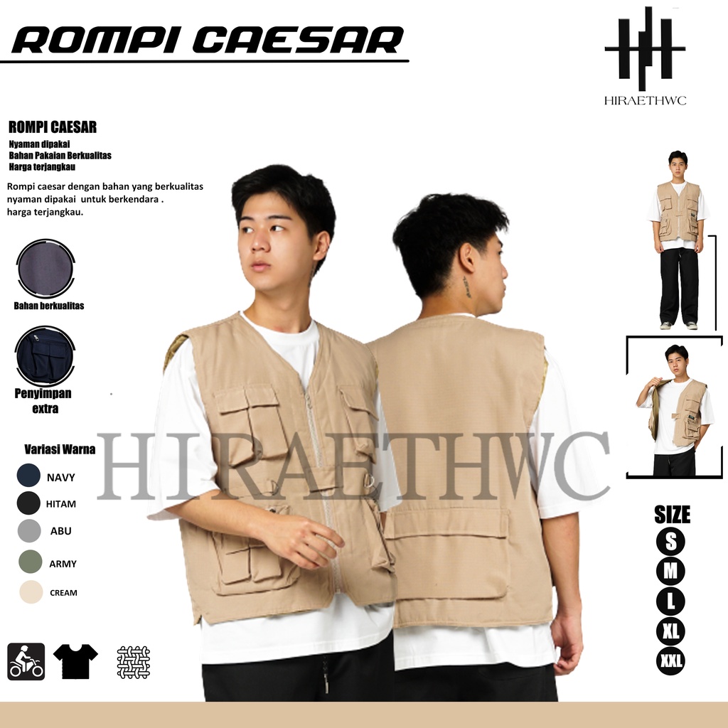 Jual HC - ROMPI CARGO VEST TACTICAL CREAM MULTIFUNGSI | Shopee Indonesia