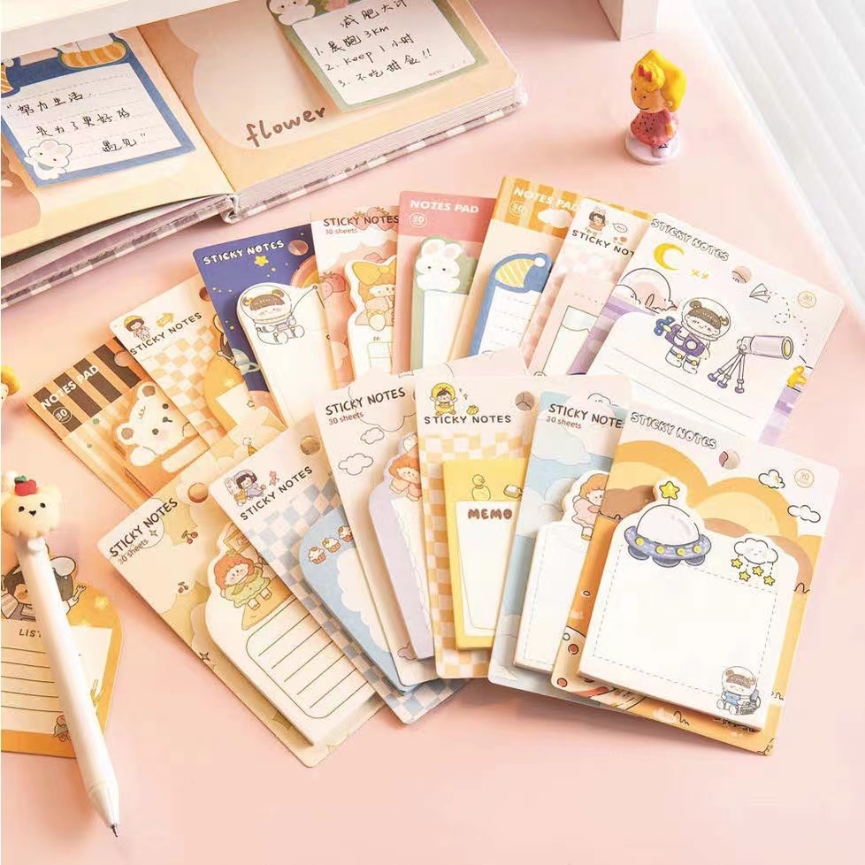 Jual Sticky note motif Cute mini memo paper 30 lembar Cartoon note pad ...