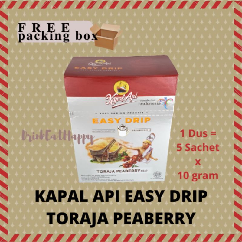 Jual Kapal Api EASY DRIP TORAJA PEABERRY Blend Kopi Bubuk | Shopee ...