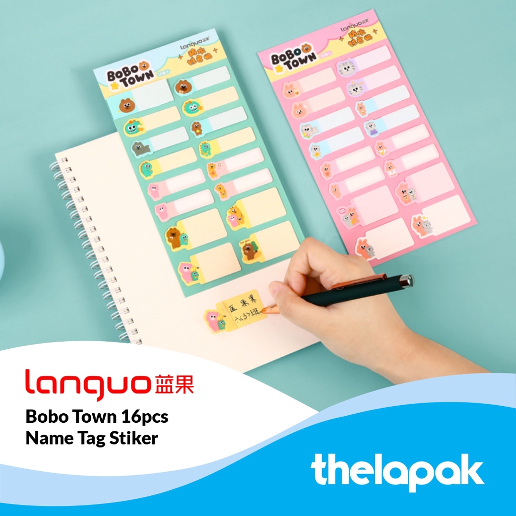 Jual Stiker Tag Nama 16pcs Languo Bobo Town Series Waterproof Name Tag ...
