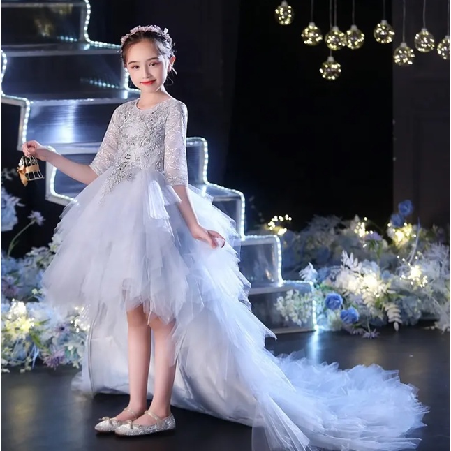 Jual gaun anak ekor dress ballgown Wedding Birthday Girl Dress For 2-12 ...