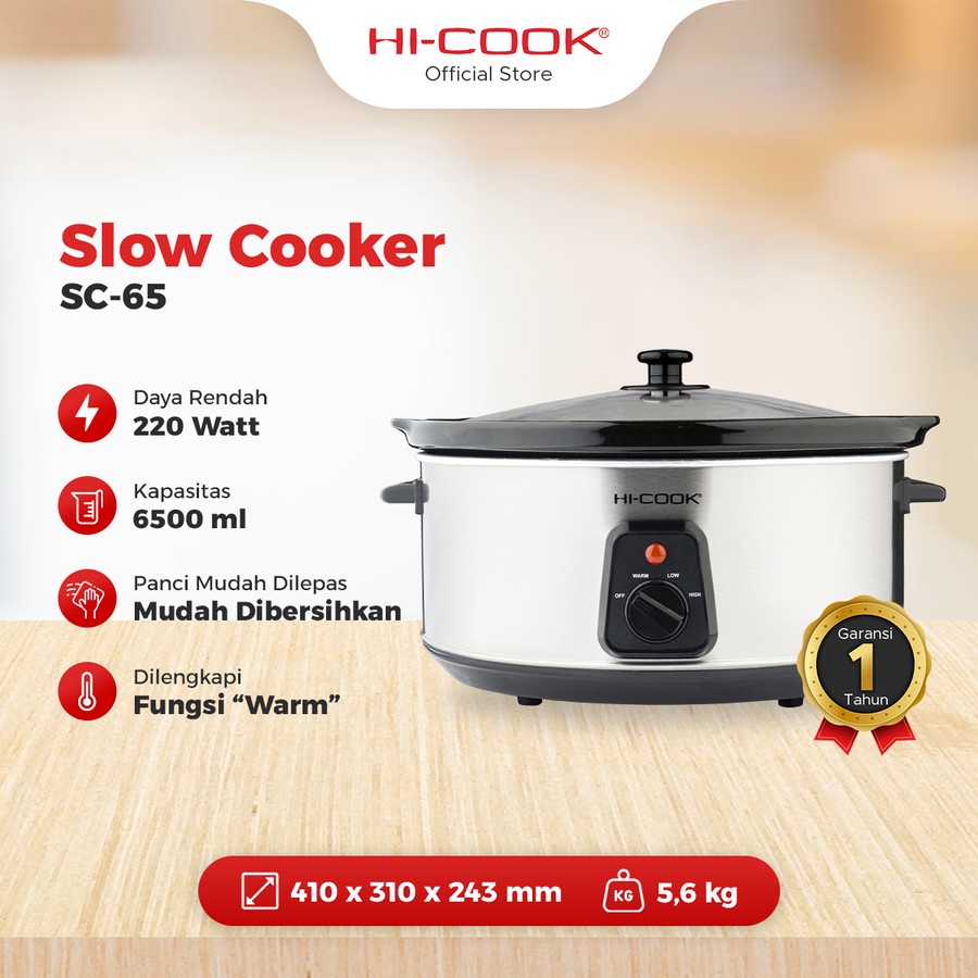 Jual Hi-Cook Slow Cooker 6.5L SC-65 Panci Masak Lambat 6.5 Liter ...