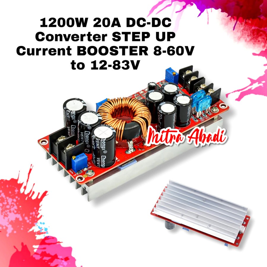 Jual 1200W 20A DC-DC Converter STEP UP Current BOOSTER 8 - 60V to 12 ...