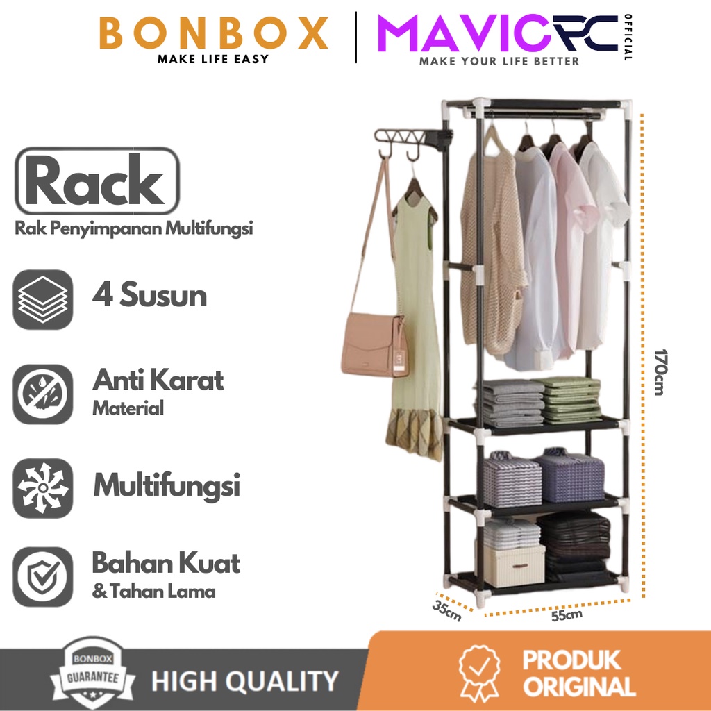 Jual BONBOX BFS221204 Floating Shelf Stand Hanger Rak Gantungan Baju ...