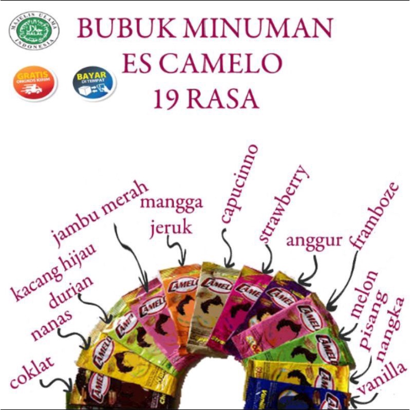 Jual ES CAMELO 1kg 1dus 200 saset mix semua rasa | Shopee Indonesia