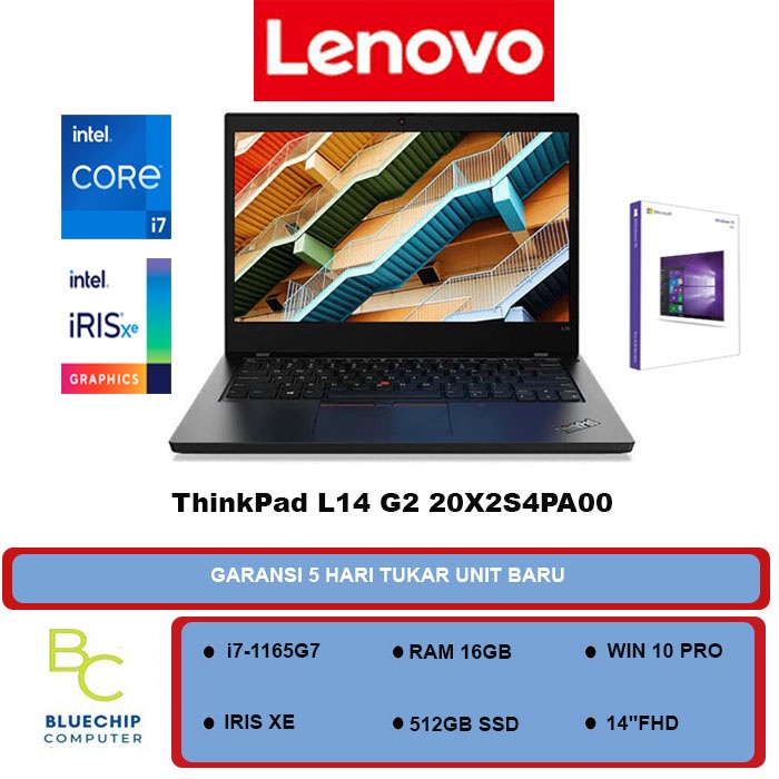 Jual Laptop Lenovo ThinkPad L14 G2 PA00 - i7-1165G7 16GB 512GB 14" FHD WIN | Shopee Indonesia