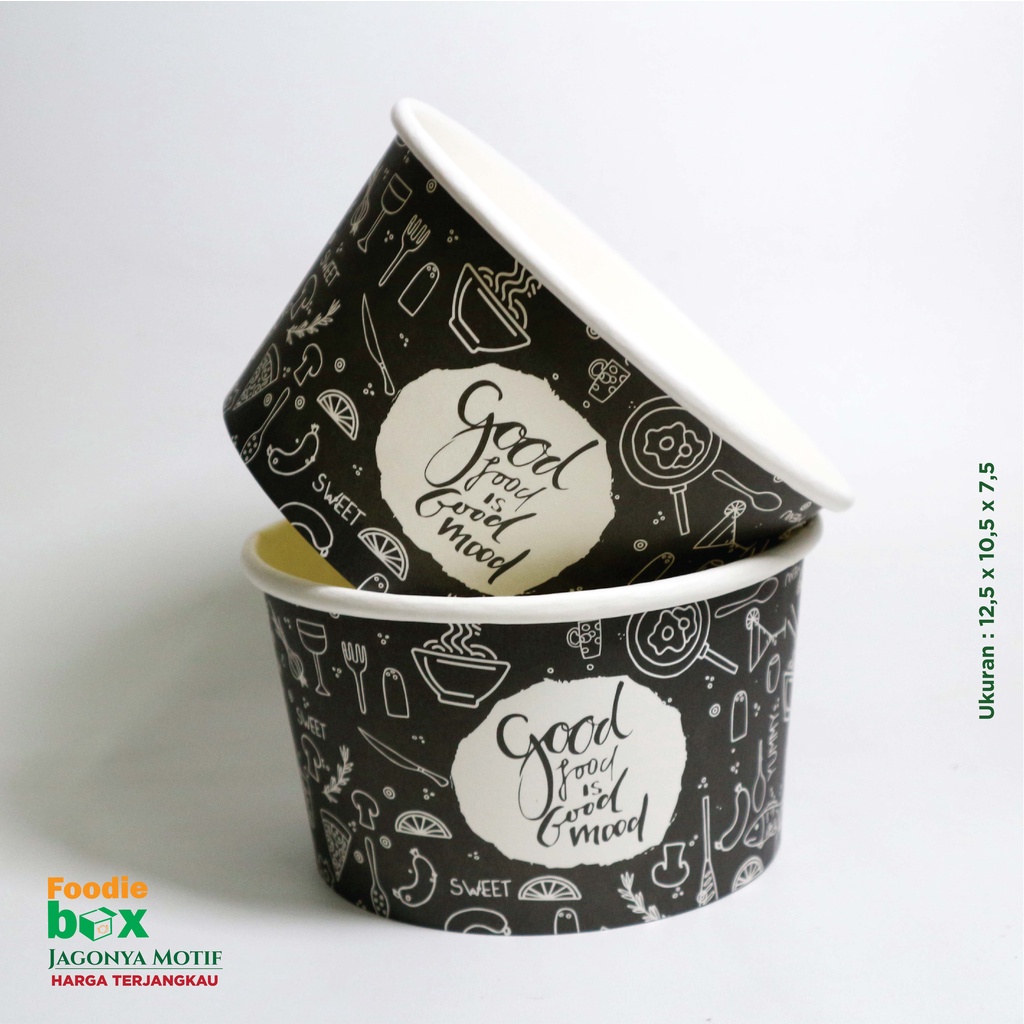 Jual Bowl Foodgrade | Paper Bowl 650 ml | Bowl Motif | Desain Rice Bowl ...