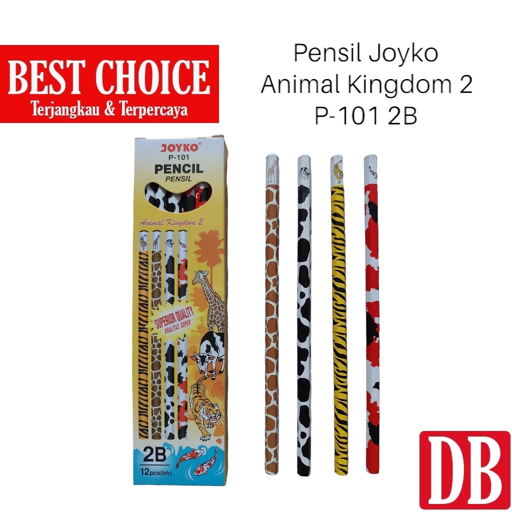 Jual Pensil 2B / Pensil Tulis Joyko P-101 Animal Kingdom 2 2B (12pcs) | Shopee Indonesia