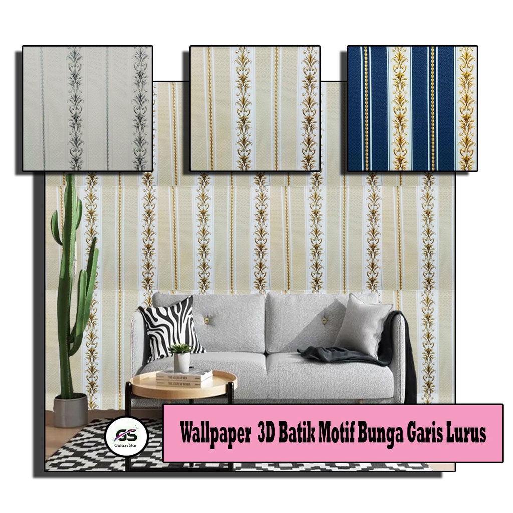 Jual GS Wallpaper Batik Dinding Foam Motif Bunga Garis Lurus Aluminium ...