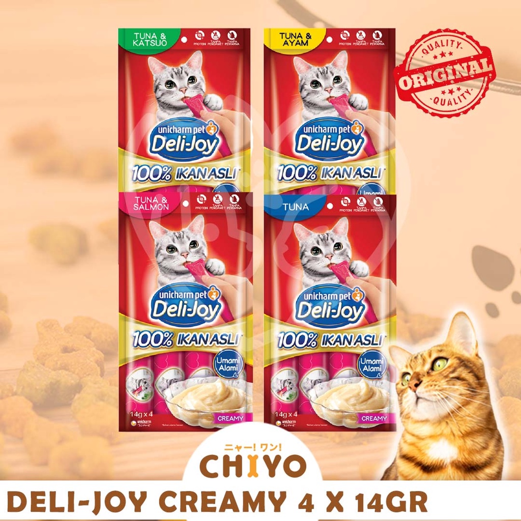 Jual DELIJOY CREAMY SNACK KUCING ( 4 X 14 GR ) | Shopee Indonesia