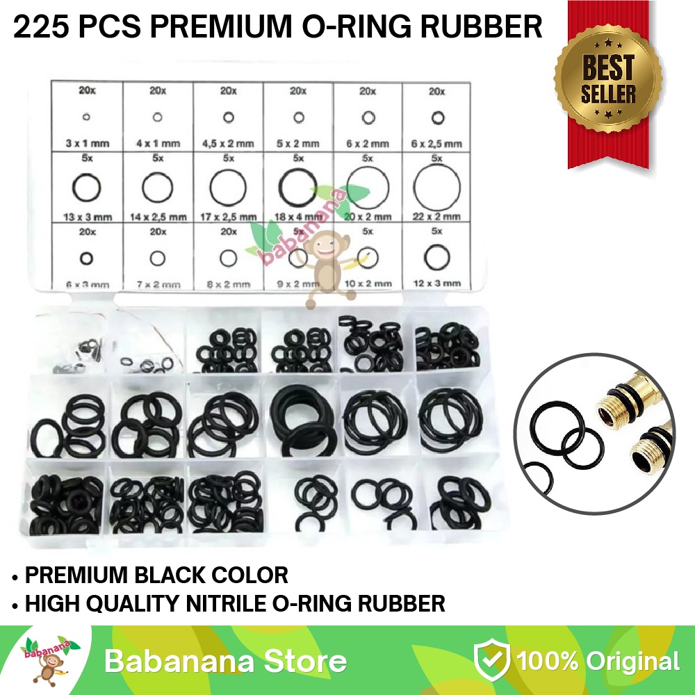 Jual ST ORING SEAL KARET NITRILE RUBBER 225 PCS O RING SEAL GASKET BLACK 225pcs Seal Ring Washer ...