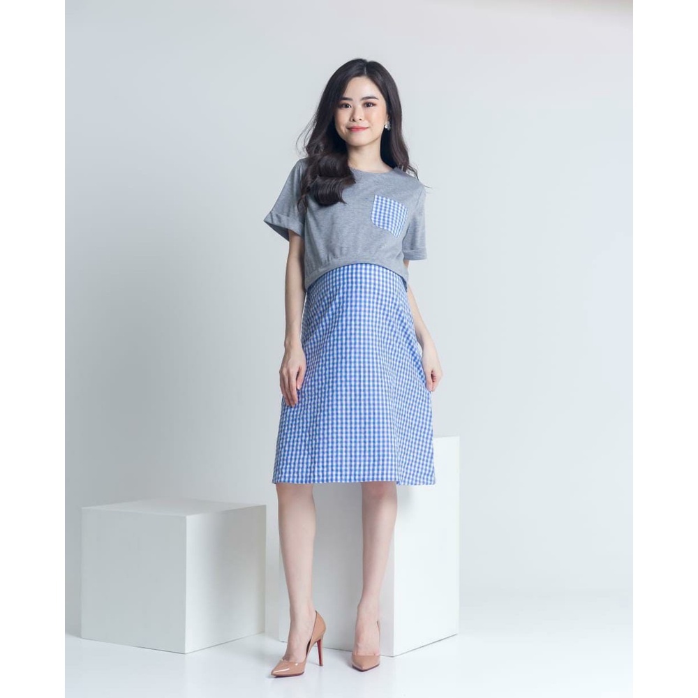 Jual MATERNEL - Alyssa dress gingham hamil busui - akses busui kanan ...