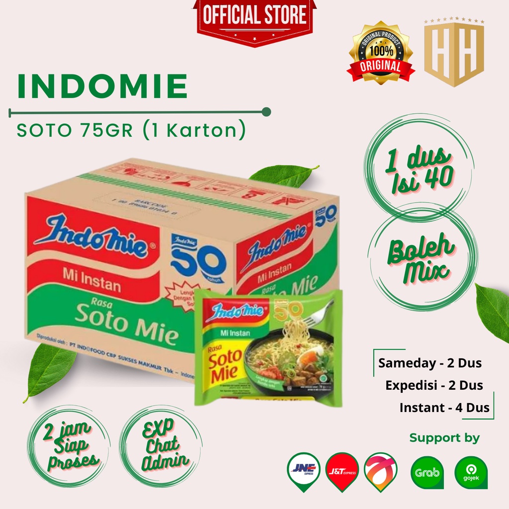 Jual INDOMIE RASA SOTO Mie Instant Rasa Soto 75 gram 1 Dus / Karton Isi ...