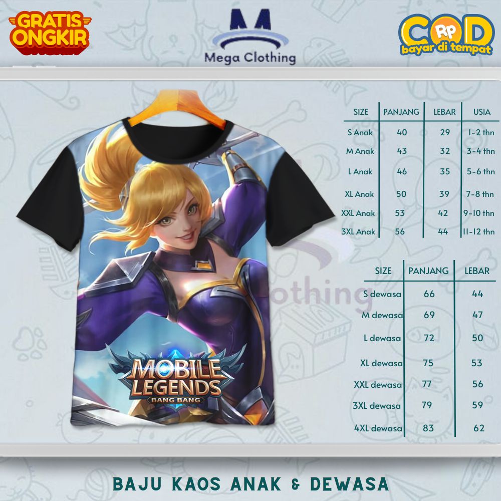 Jual Kaos ML Mobile Legend Anak & Dewasa - Baju Couple Anak & Dewasa Assassin Karakter Fanny ...