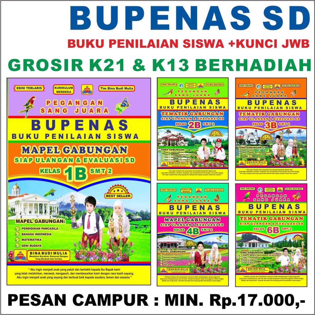 Jual Buku Soal BUPENA S SD Kelas 1 2 3 4 5 6 Grosir + Kunci Jawaban ...