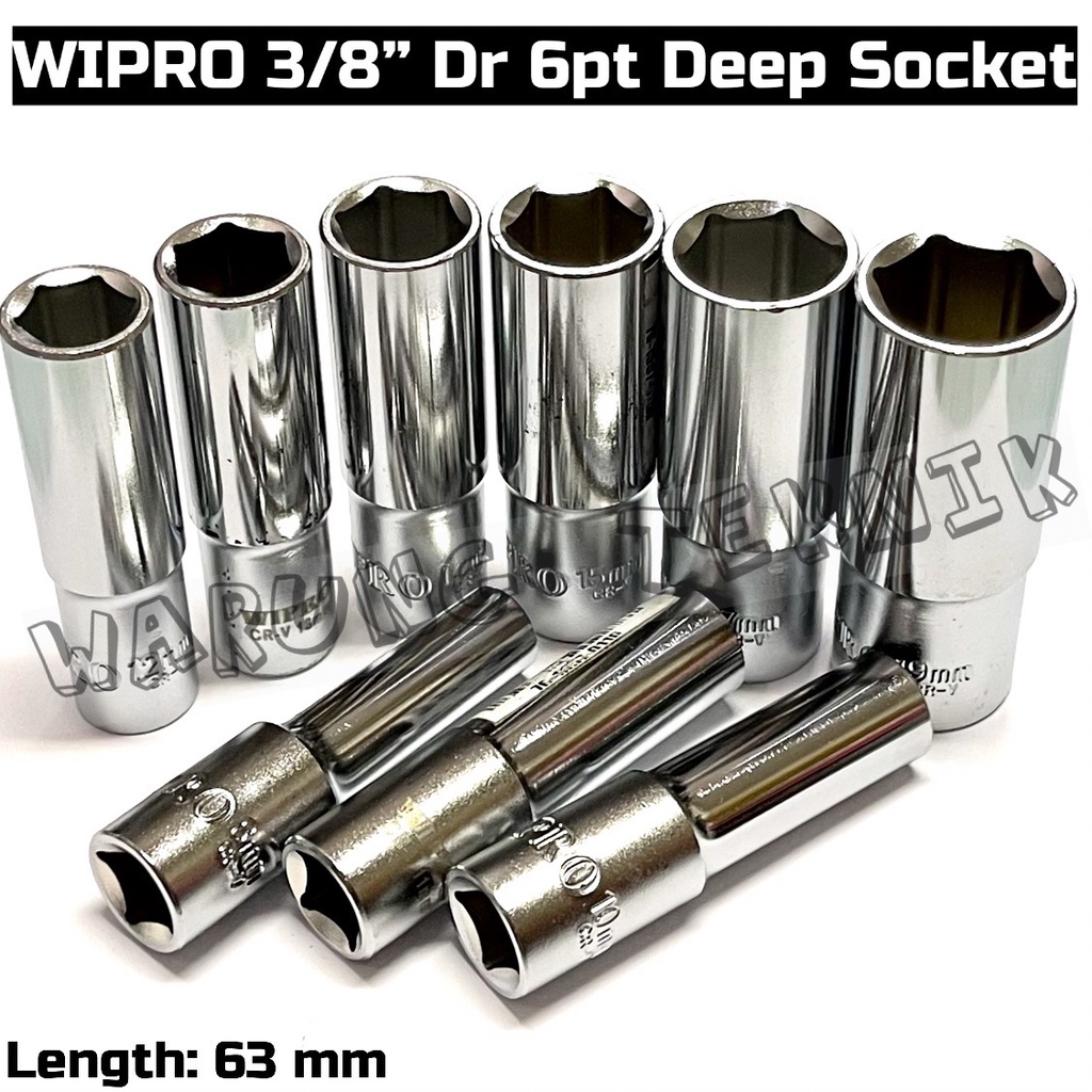 Jual WIPRO DEEP SOCKET KUNCI SOK PANJANG 3/8 INCH DR 6PT 6 7 8 10 11 12 ...