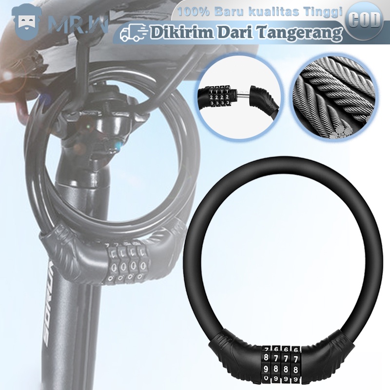 Jual Gembok Angka Panjang 4 Digit Spiral Kode Bicycle Lock Kunci Gembok ...