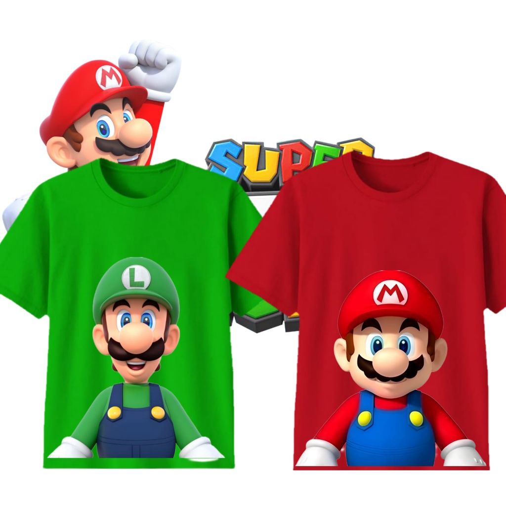 Jual Kaos Mario bross | Luigi untuk Anak, Remaja, Dewasa, Bigsize Bahan Cotton combed 30s ...
