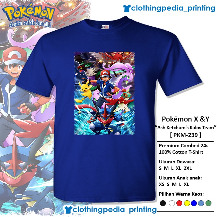 Jual Kaos Baju Pokemon XYZ Ash Ketchum Kalos Team Greninja Pikachu T ...