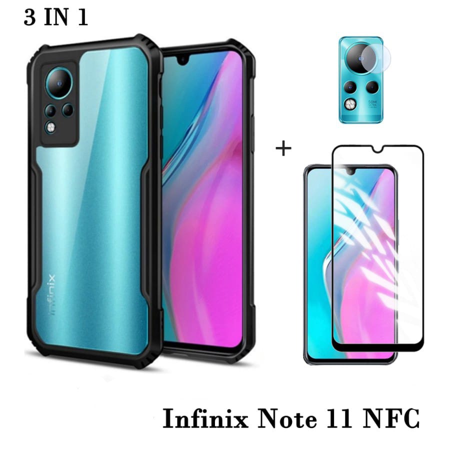 Jual Promo Paket 3in1 Case Transparan Infinix Note 11 / Note 11 NFC Terbaru Free Tempered Glass ...