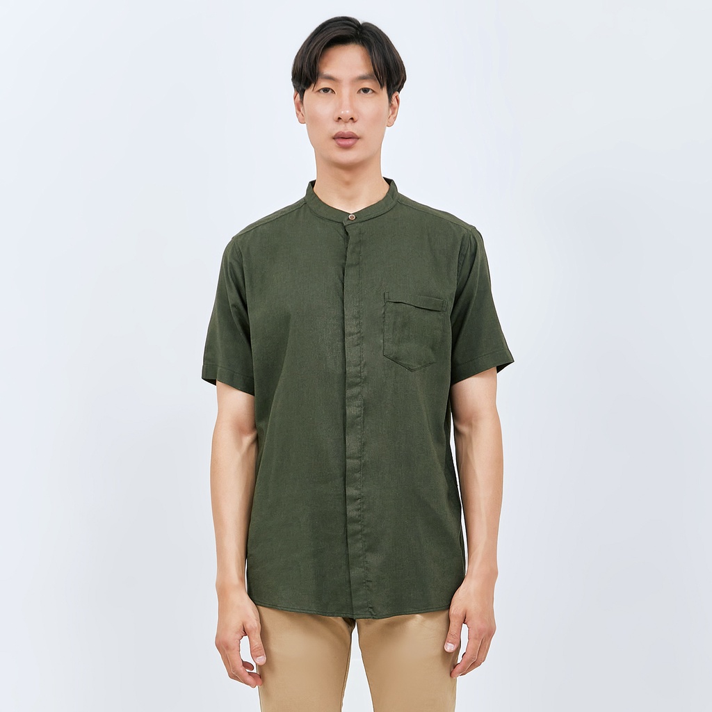 Jual M231 Kemeja Pria Koko Shanghai Polos Pendek Army 2975A | Shopee ...