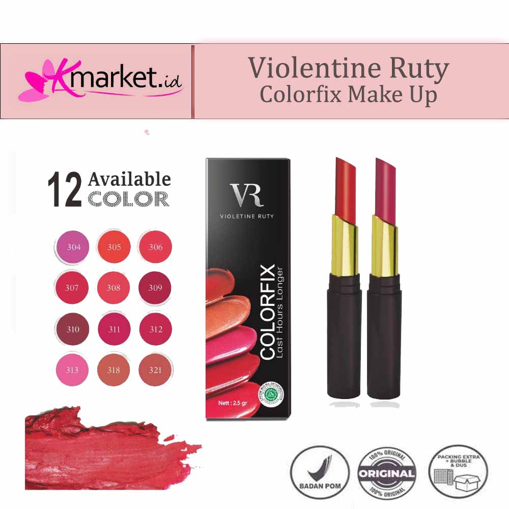 Jual VR LIPSTICK COLORFIX | Lipstik Coloffix | Perwarna Bibir | Violetine Ruty | Shopee Indonesia