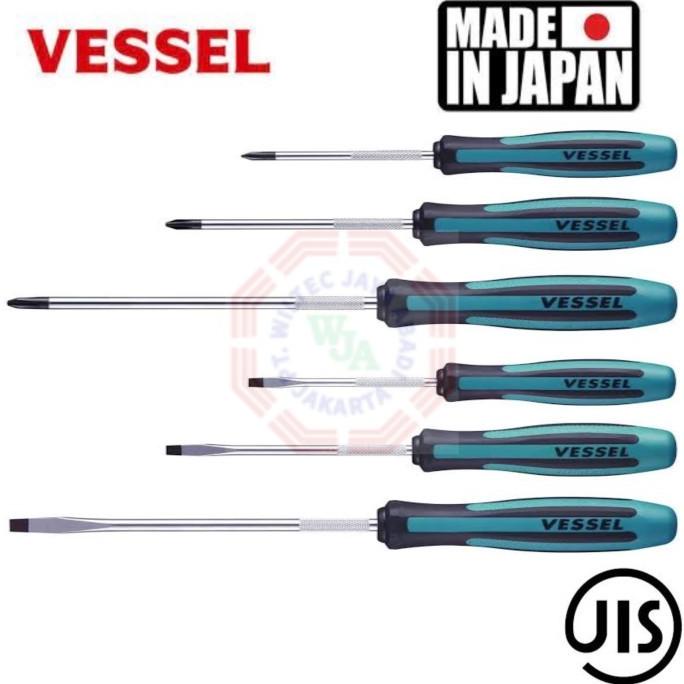 Jual Screwdriver +2 / Obeng + PH2 / PH-2 handle karet merk Vessel ...