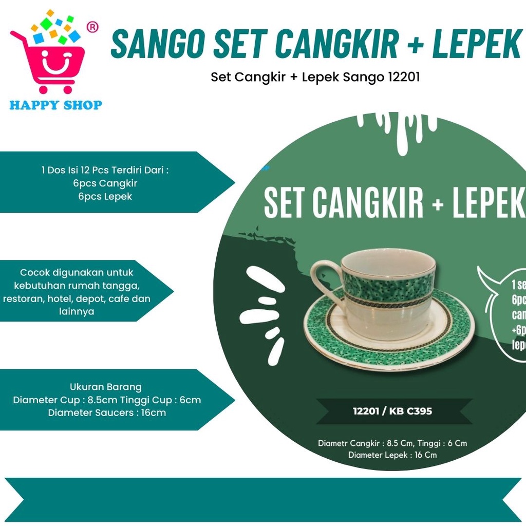 Jual Sango Set Cup + Saucers 12201 | Shopee Indonesia