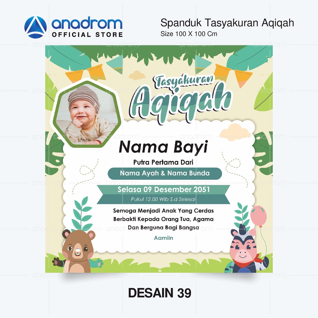 Jual Spanduk Tasyakuran Aqiqah Untuk Laki laki | Banner Aqiqah Custom ...