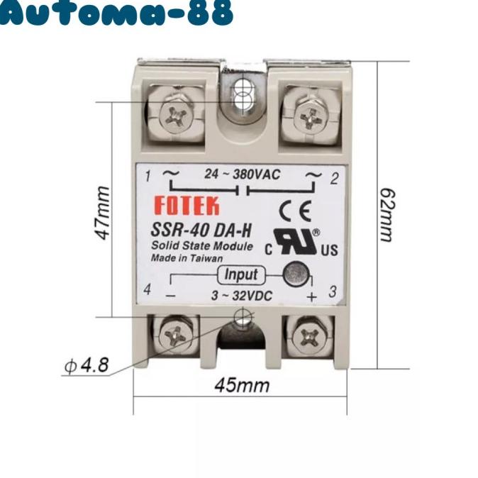 Jual Fotek SSR-40DA-H Solid State Relay DC-AC SSR-40A 40-DA-H 480V AC | Shopee Indonesia