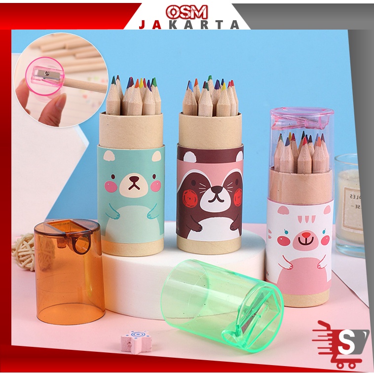 Jual Osm Jkt S5735 Pensil Warna 12 In 1 Free Serutan Pensil Pensil