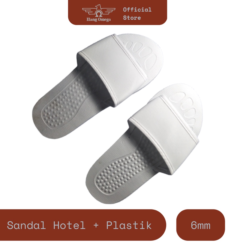 Jual sandal hotel / sandal rumahan / sandal spon 6mm putih + plastik ...