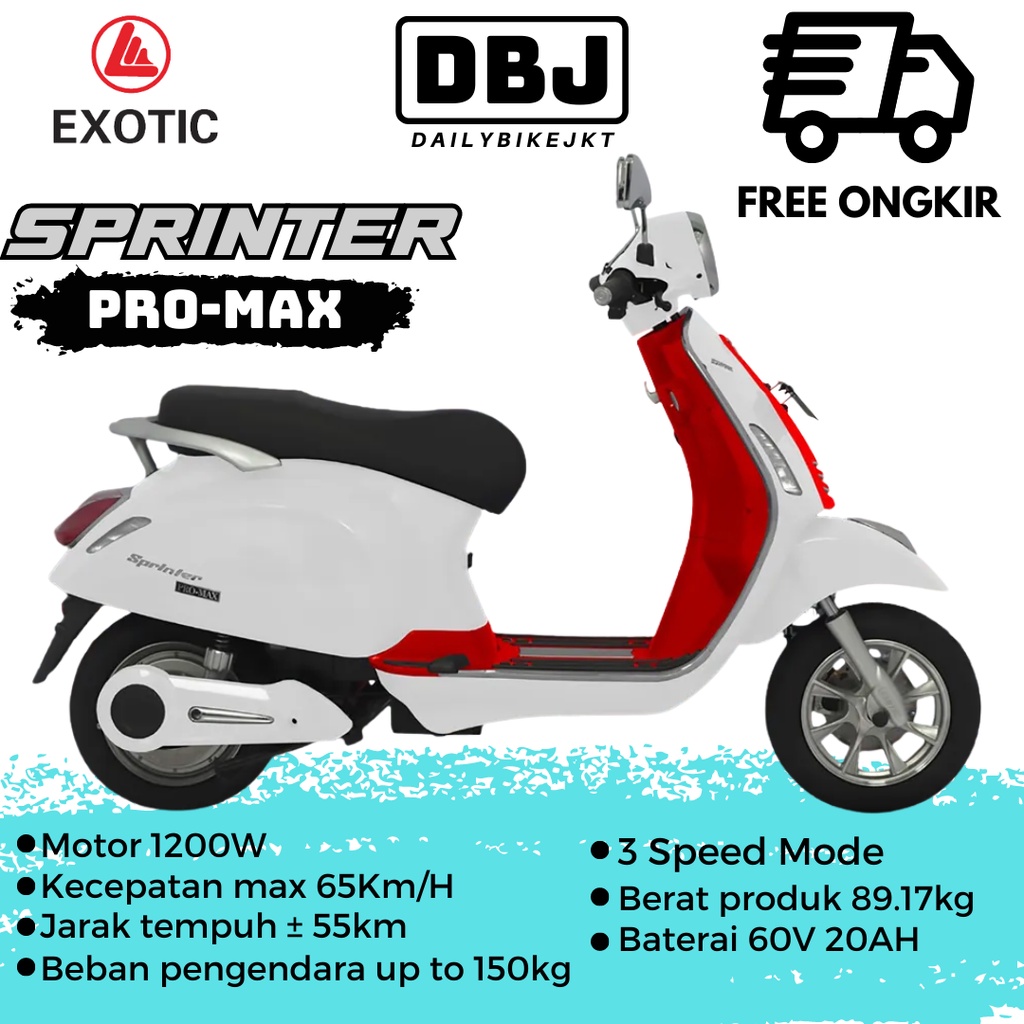 Jual SEPEDA MOTOR LISTRIK VESPA EXOTIC E-MOTOR SPRINTER PRO MAX ...
