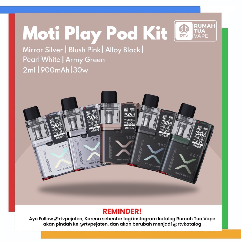Jual MOTI PLAY 900MAH 30W POD KIT | Shopee Indonesia
