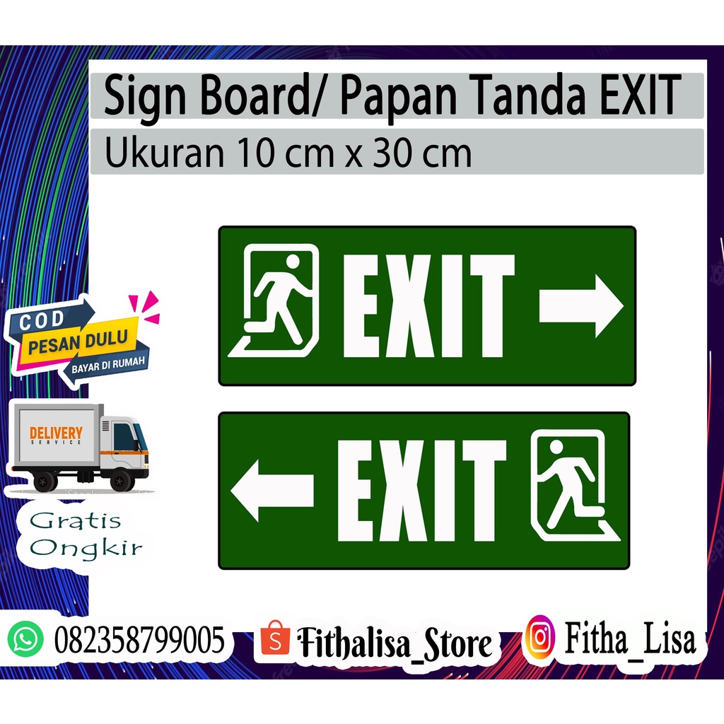 Jual Sign Board / Papan Tanda EXIT ukuran 10cm x 30cm | Shopee Indonesia