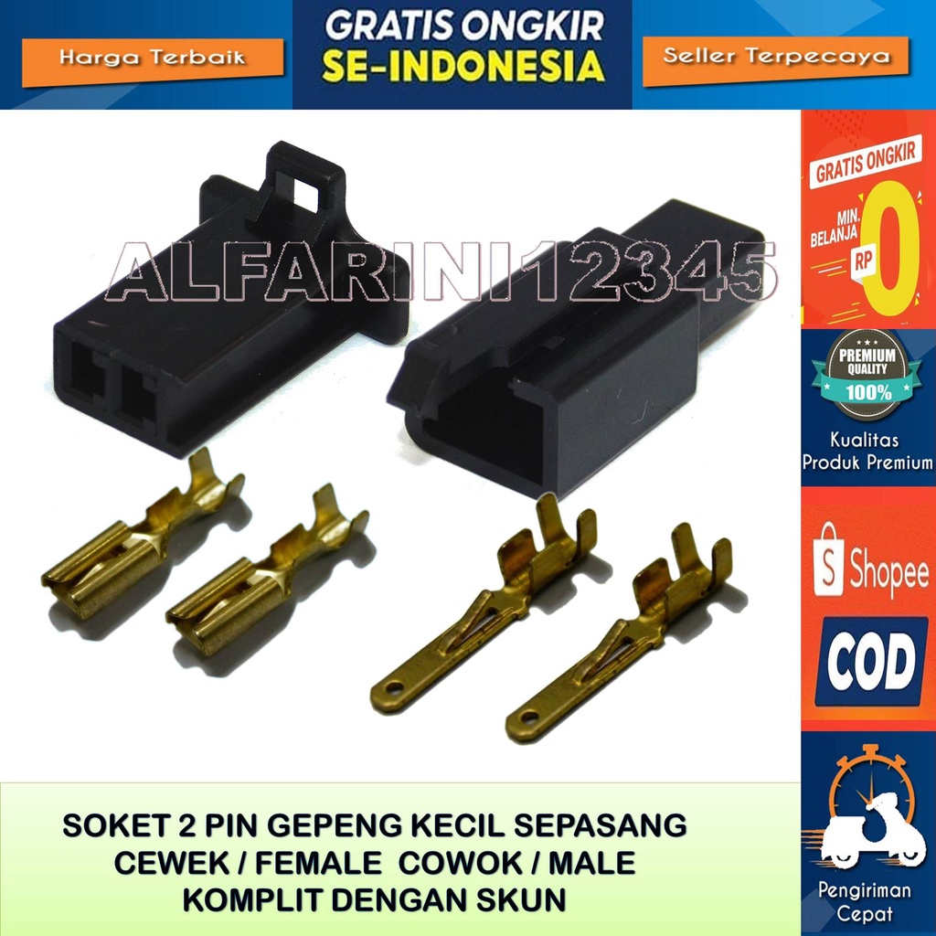 Jual SOKET 2 PIN HITAM SOKET KONEKTOR SOCKET CONNECTOR MOTOR MOBIL ...