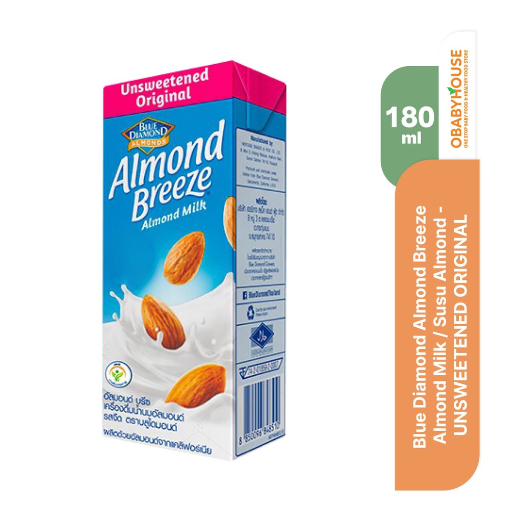 Jual Blue Diamond Almond Breeze Almond Milk / Susu Almond 180ml - UNSWEETENED ORIGINAL | Shopee ...