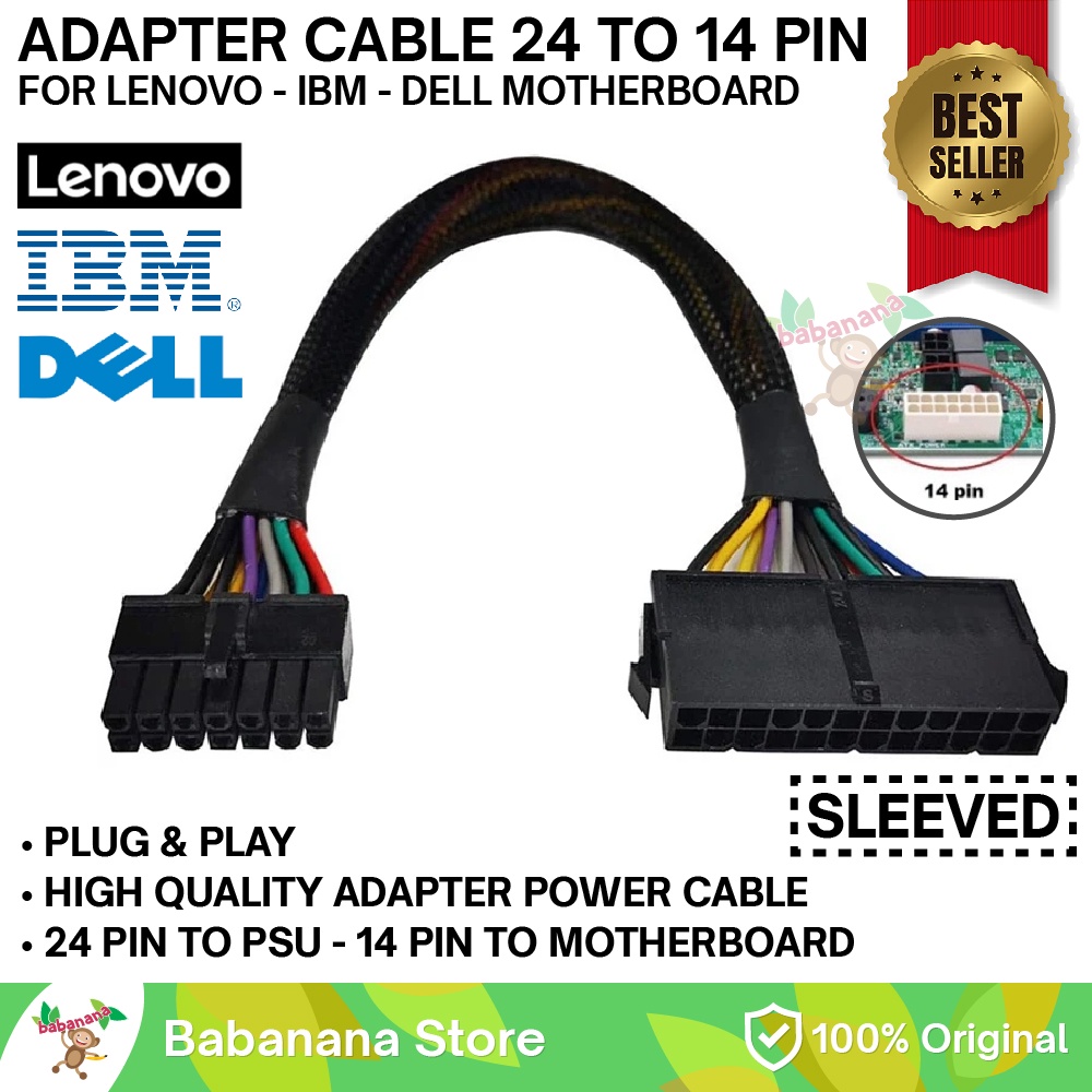 Jual KABEL MOTHERBOARD LENOVO DELL IBM ATX 24 TO 14 PIN POWER SUPPLY ...