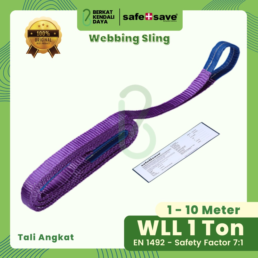 Jual Tali Angkat Barang Webbing Sling 1 Ton Safe+Save | Shopee Indonesia
