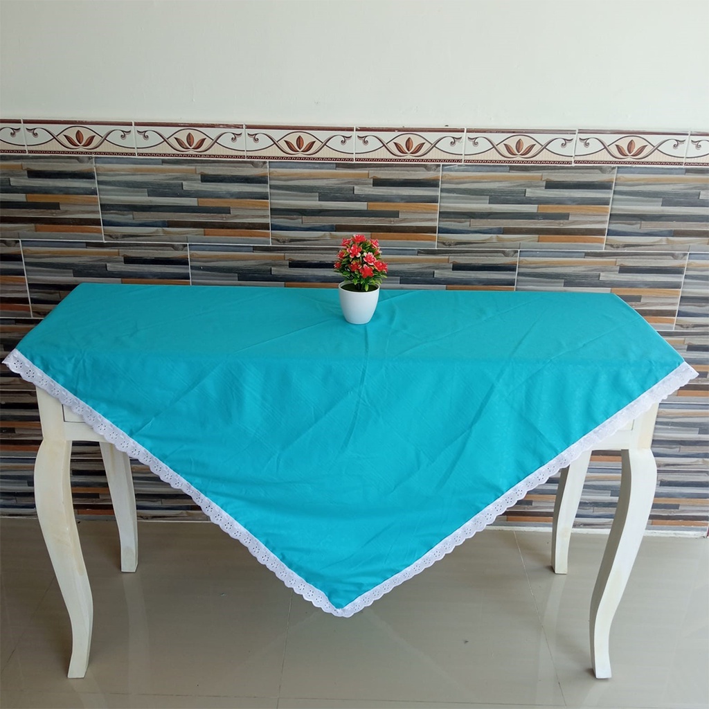 Jual Taplak Meja Renda Persegi Polos Embos 120x120cm Kain Katun Aneka ...
