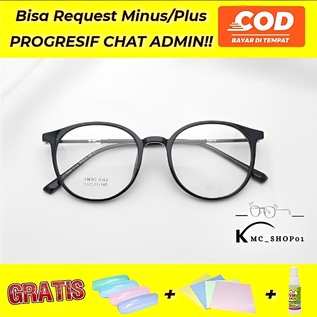 Jual frame oval anti radiasi request lensa minus plus cylinder 8162 ...